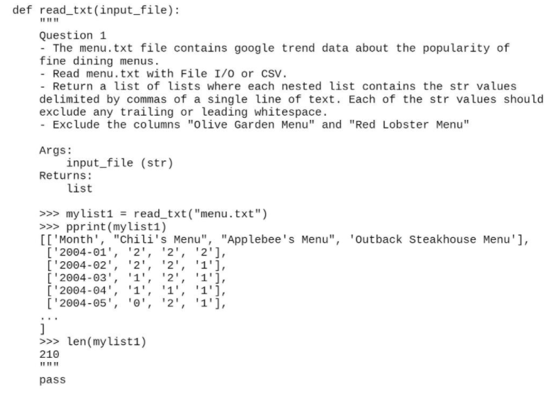 Solved Write Python Code For The Following Function 8787