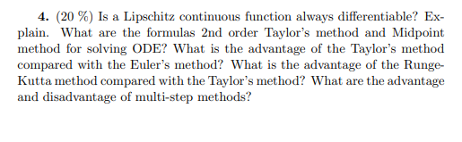 Solved 4. (20 %) Is a Lipschitz continuous function always | Chegg.com