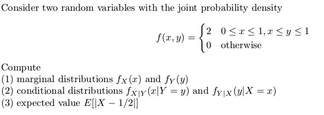 Solved Consider two random variables with the joint | Chegg.com