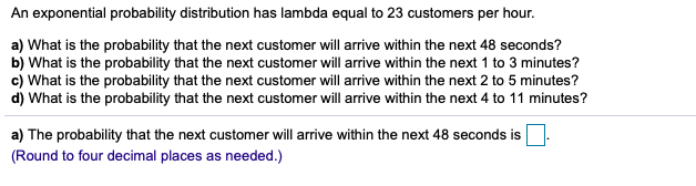 Solved An exponential probability distribution has lambda | Chegg.com
