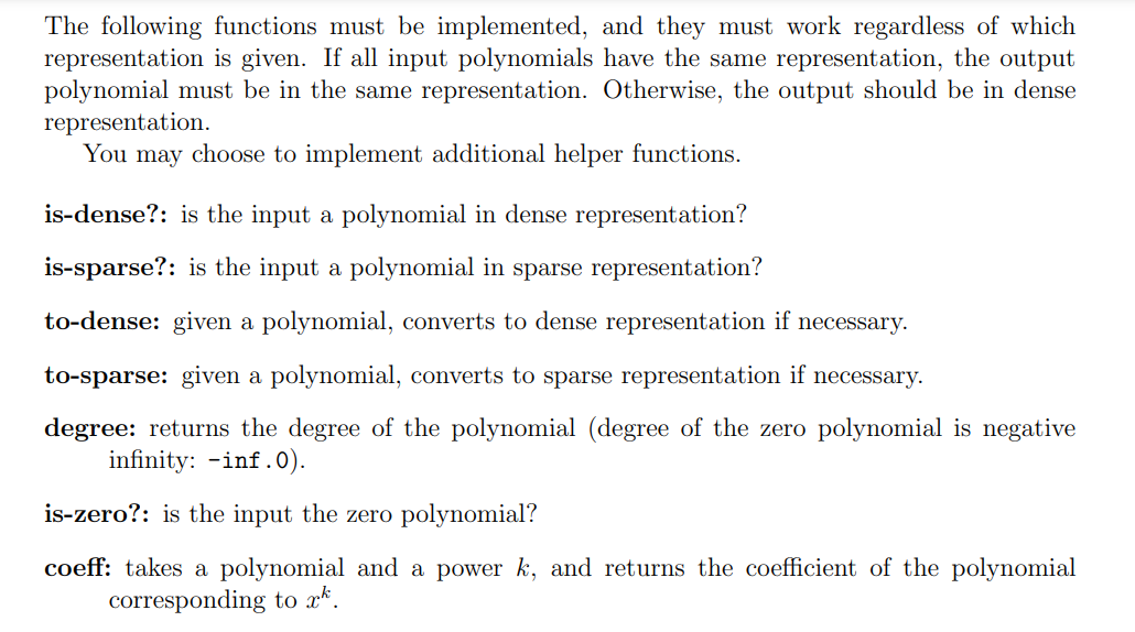 Solved There are two representations of polynomials that you | Chegg.com