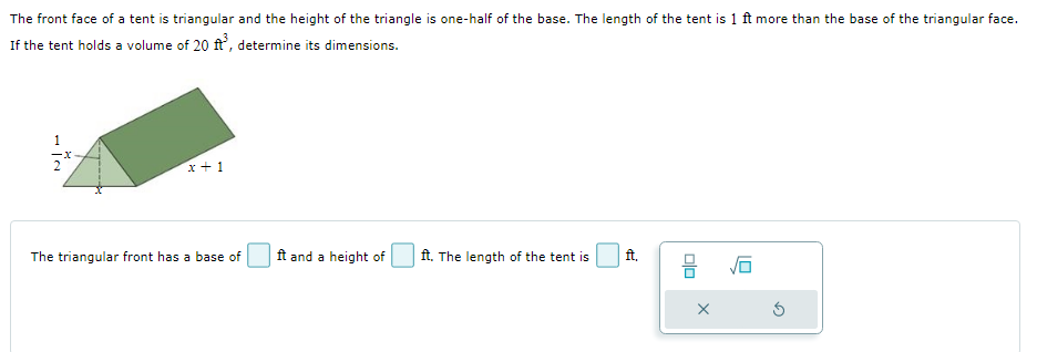 Solved The front face of a tent is triangular and the height | Chegg.com