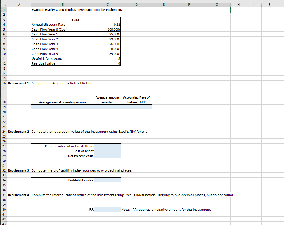 Solved Chapter 26 Using Excel P26-39 Using Excel for capital | Chegg.com