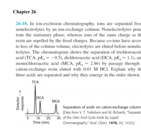 Solved Chapter 26 26-10. In ion-exclusion chromatography, | Chegg.com