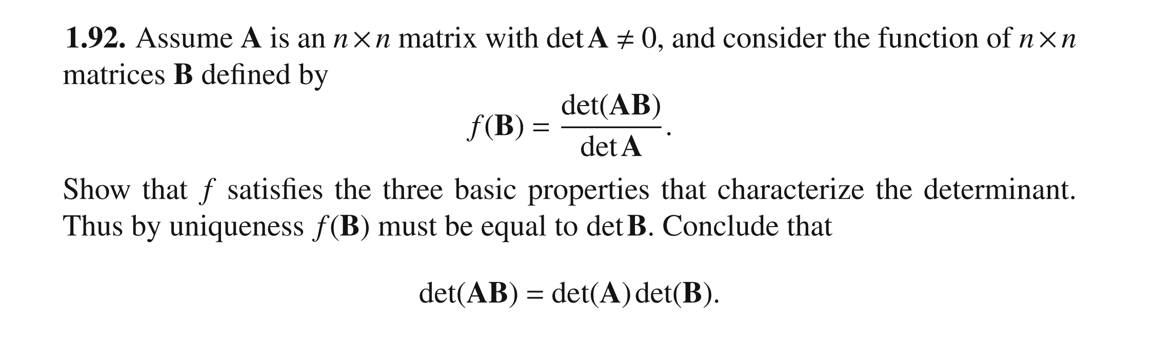 Solved = 1.92. Assume A is an nxn matrix with det A = 0, and | Chegg.com
