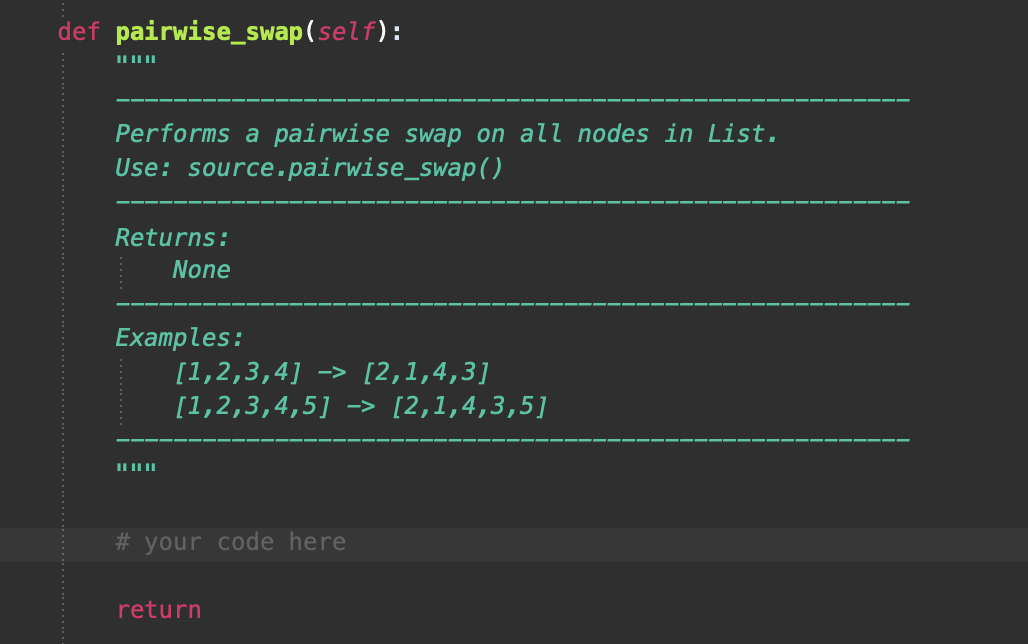 Solved ef pairwise_swap(self): iniI Performs a pairwise swap | Chegg.com Solved ef pairwise_swap(self): iniI Performs a pairwise swap | Chegg.com