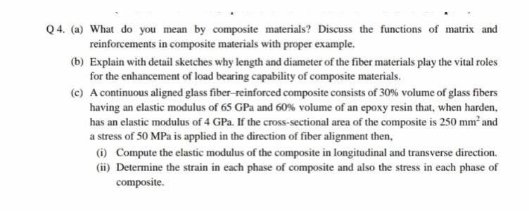 Solved Q 4. (a) What do you mean by composite materials? | Chegg.com