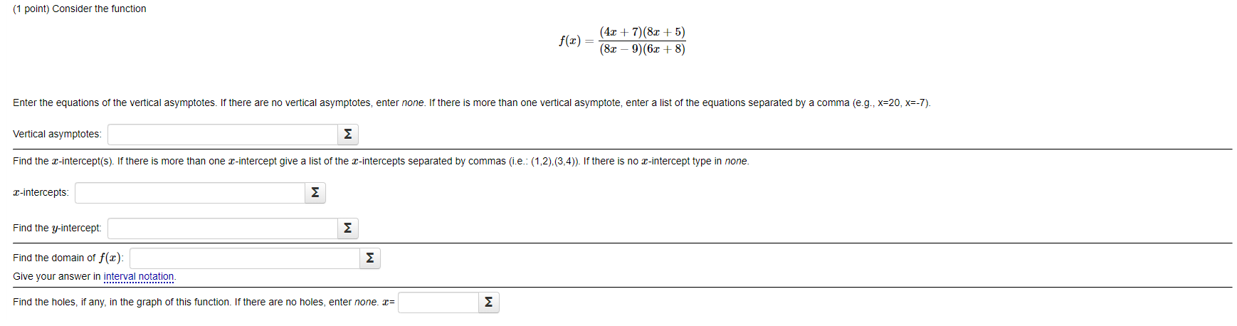 Solved 1 Point Consider The Function F2 4x 78x 