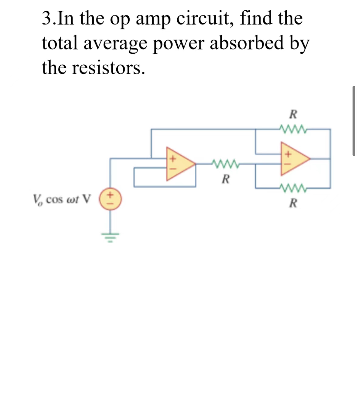 Solved 3.In the op amp circuit, find the total average power | Chegg.com