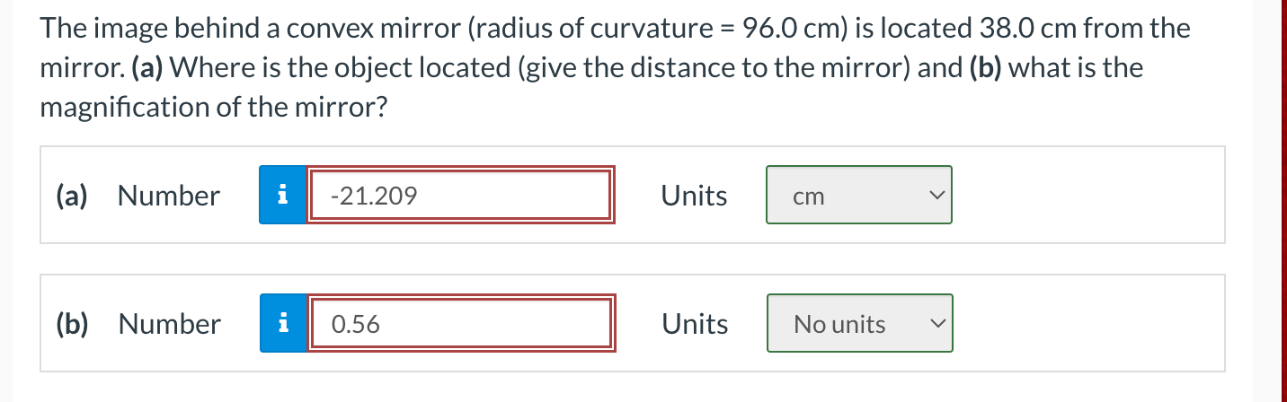 Solved The image behind a convex mirror (radius of curvature | Chegg.com