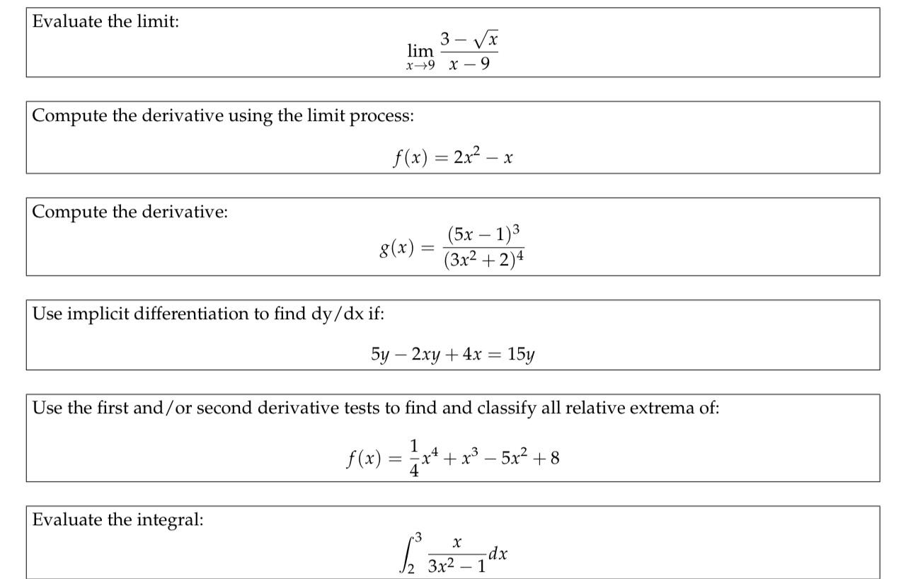 Solved Evaluate the limit: limx→9x−93−x Compute the | Chegg.com