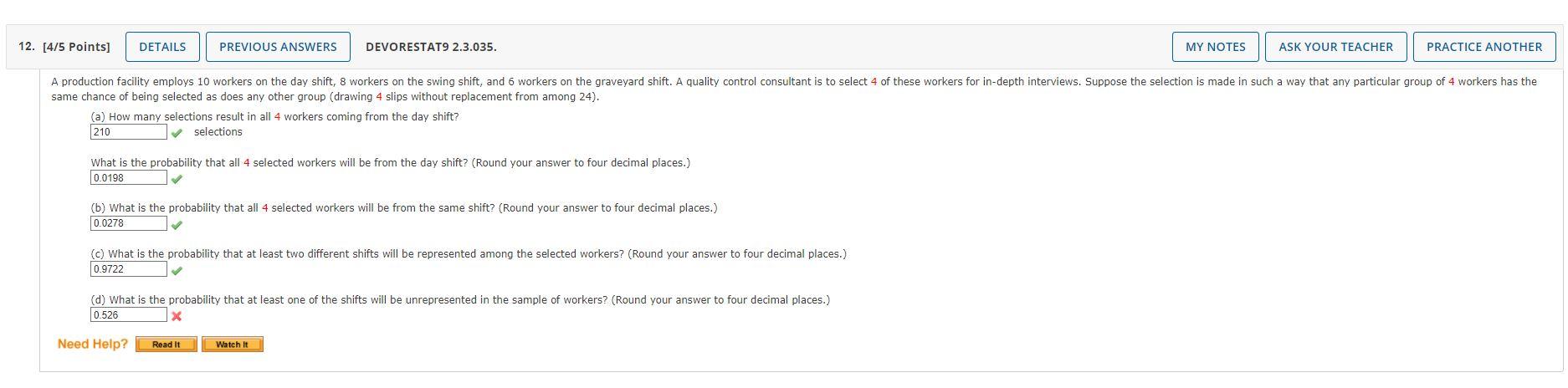 Solved 12. [4/5 Points] DETAILS PREVIOUS ANSWERS DEVORESTAT9 | Chegg.com