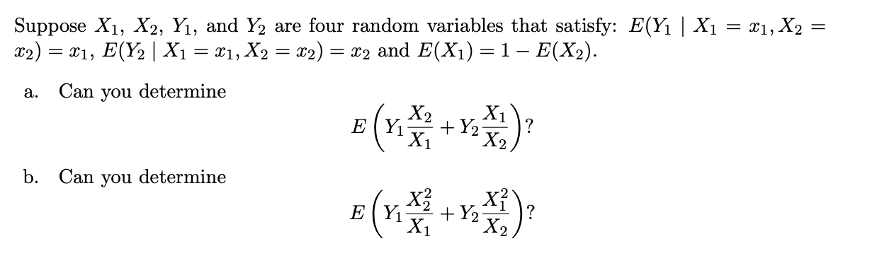 Solved Suppose X1,X2,Y1, and Y2 are four random variables | Chegg.com