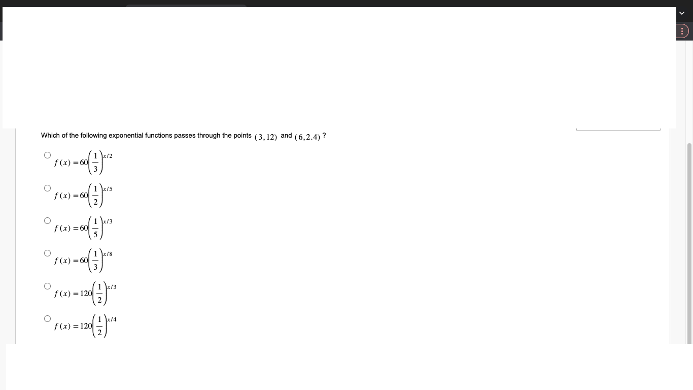 Solved Which of the following exponential functions passes | Chegg.com