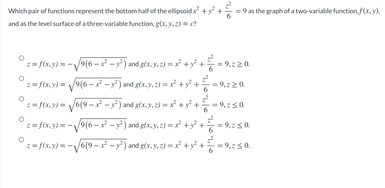 Solved Which pair of functions represent the bottom half of | Chegg.com