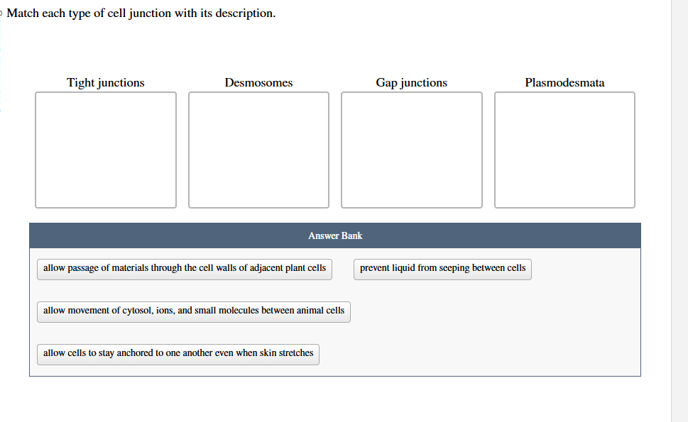 Solved Match each type of cell junction with its | Chegg.com