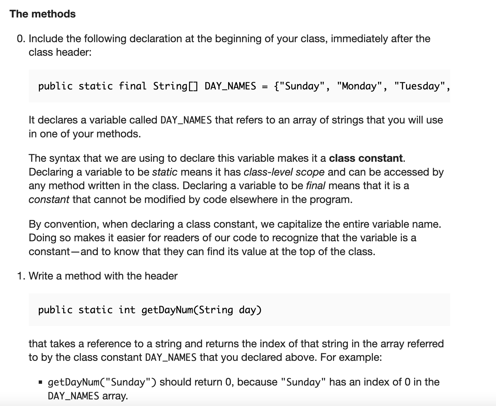 Solved The methods 0. Include the following declaration at | Chegg.com