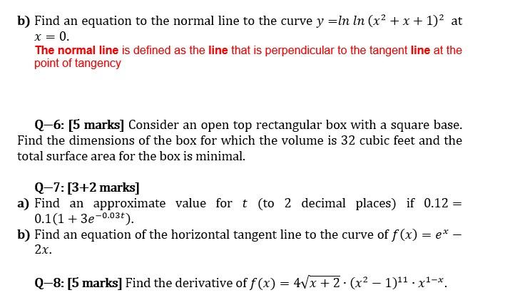 Solved b) Find an equation to the normal line to the curve y | Chegg.com