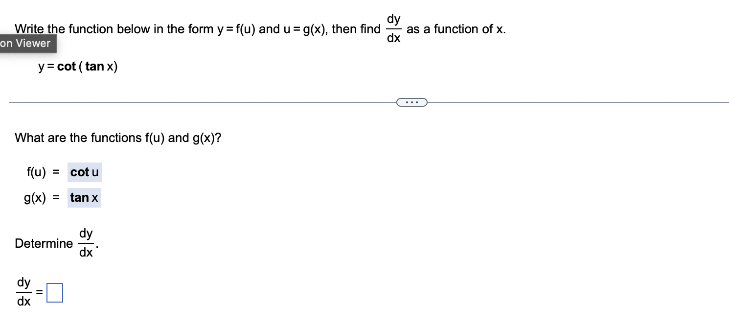 Solved Write the function below in the form y=f(u) ﻿and | Chegg.com