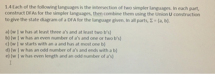 Solved 14 Each Of The Following Languages Is The 