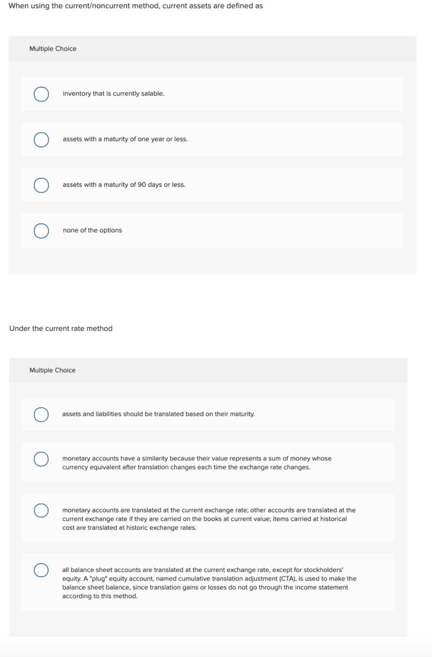 Solved When using the current/noncurrent method, current | Chegg.com