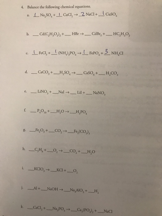 Solved 4. Balance the following chemical equations i. KClO3 | Chegg.com