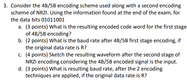Solved 3. Consider the 4B/5B encoding scheme used along with | Chegg.com