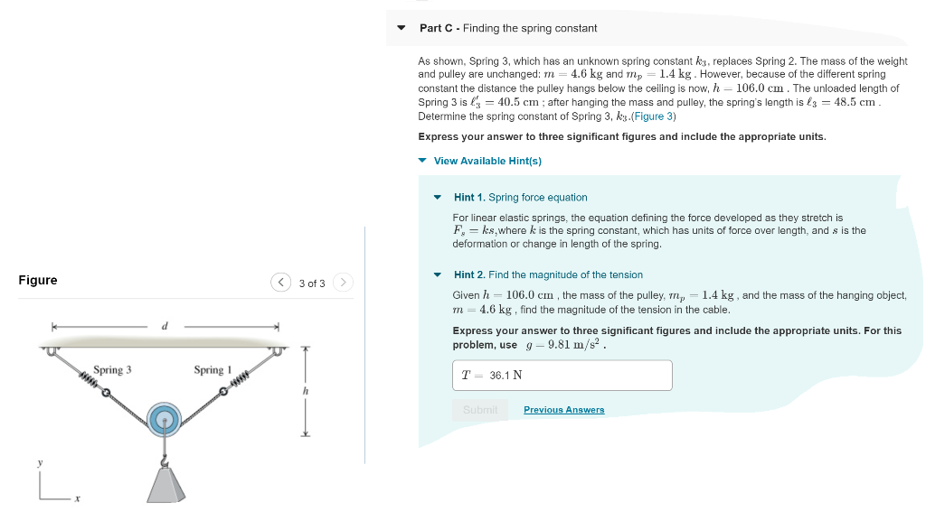 Solved Part C- Finding the spring constant As shown, Spring | Chegg.com