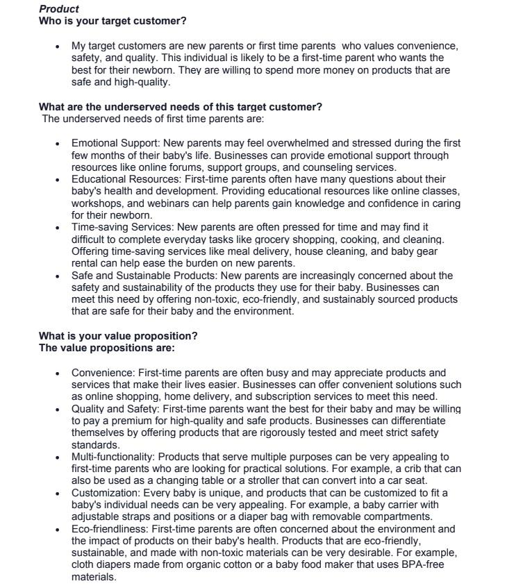 Solved Product Who is your target customer? - My target | Chegg.com