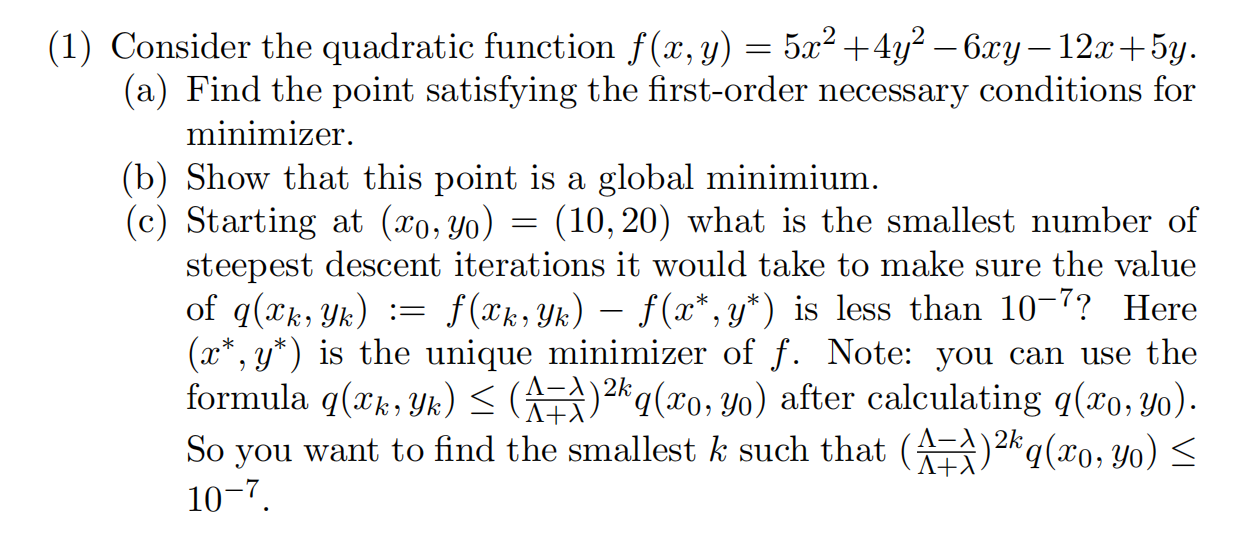 Solved (1) ﻿Consider the quadratic function | Chegg.com