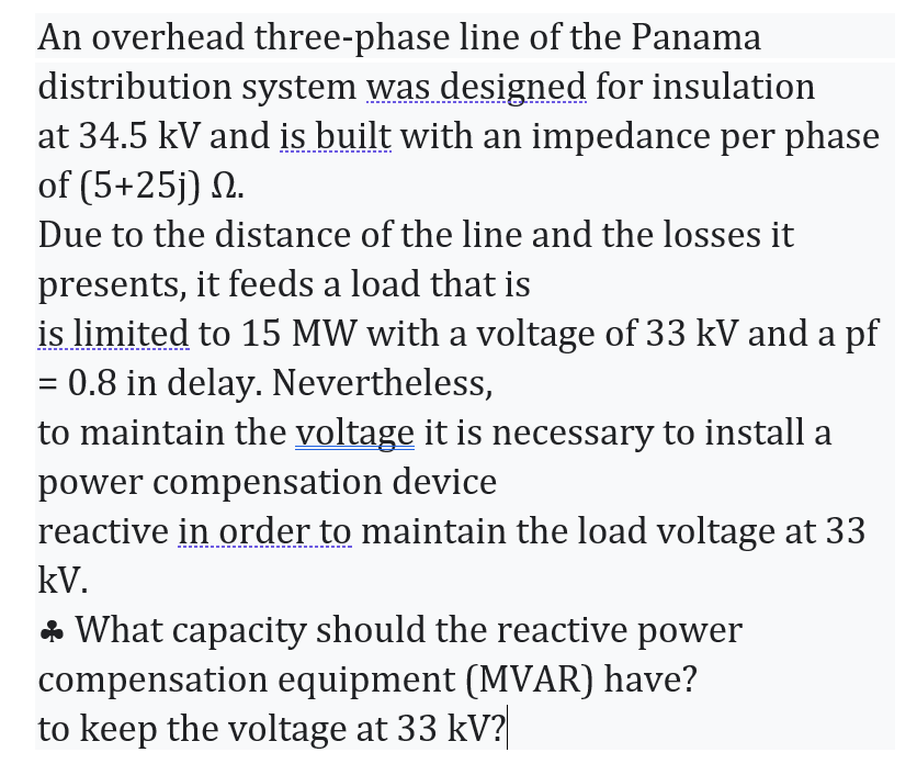 Solved An overhead three-phase line of the Panama | Chegg.com