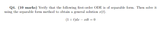 Solved Q4. (10 marks) Verify that the following first-order | Chegg.com