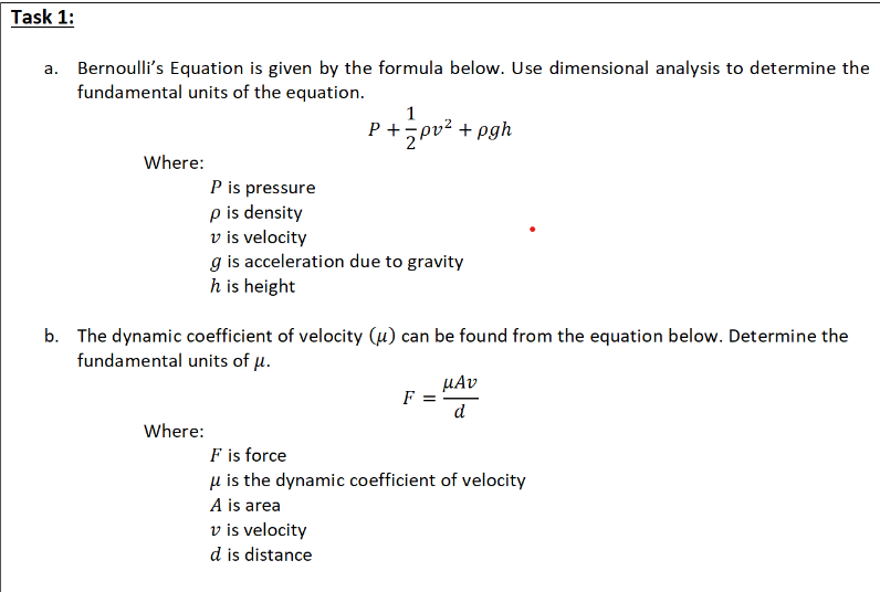 Solved a. Bernoulli's Equation is given by the formula | Chegg.com