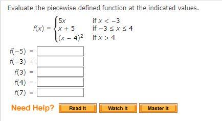 Solved Evaluate the piecewise defined function at the | Chegg.com
