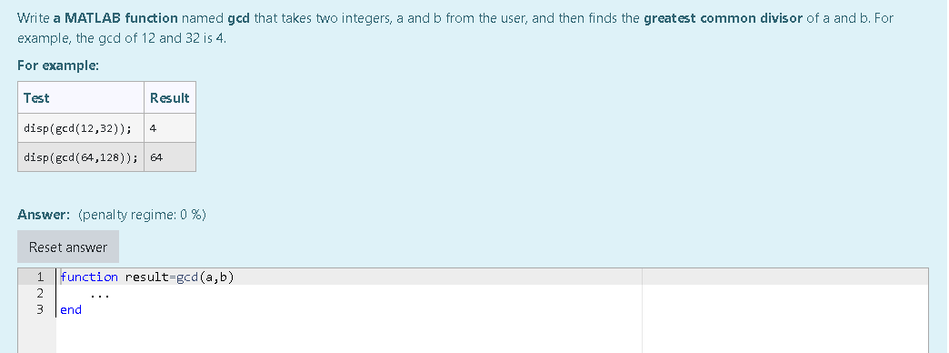 Solved Write a MATLAB function named god that takes two | Chegg.com