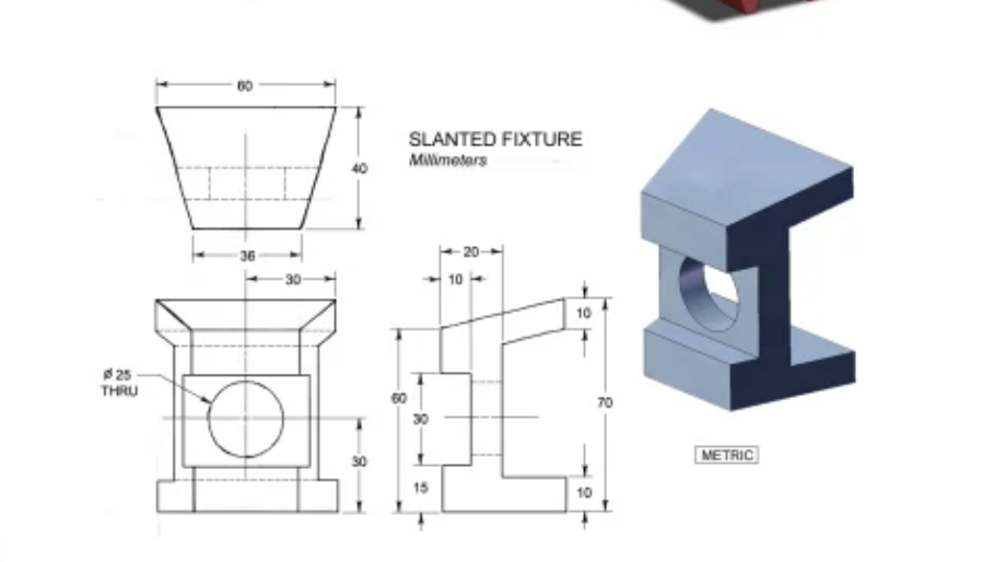 Solved Create the following 3D-model part, Slanted Fixture | Chegg.com