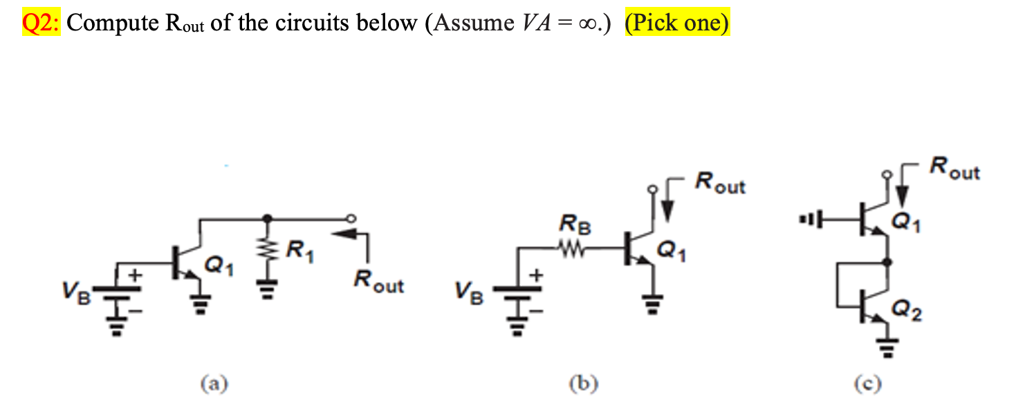 Solved Q2: Compute Rout of the circuits below (Assume | Chegg.com