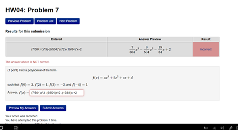 Solved HW04: Problem 7 Previous Problem Problem List Next | Chegg.com
