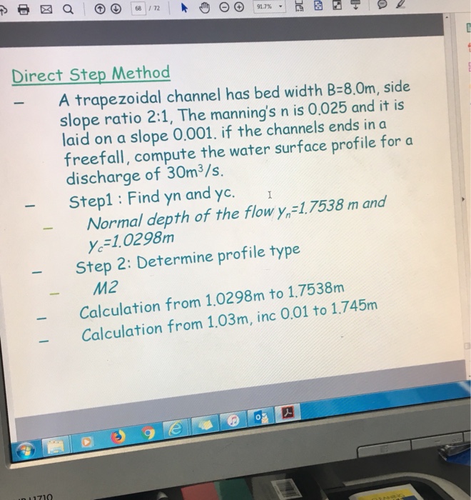 Solved Direct Step Method A trapezoidal channel has bed | Chegg.com