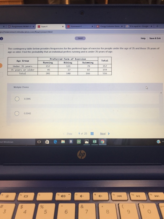 Solved Help Save&Exit The contingency table below provides | Chegg.com