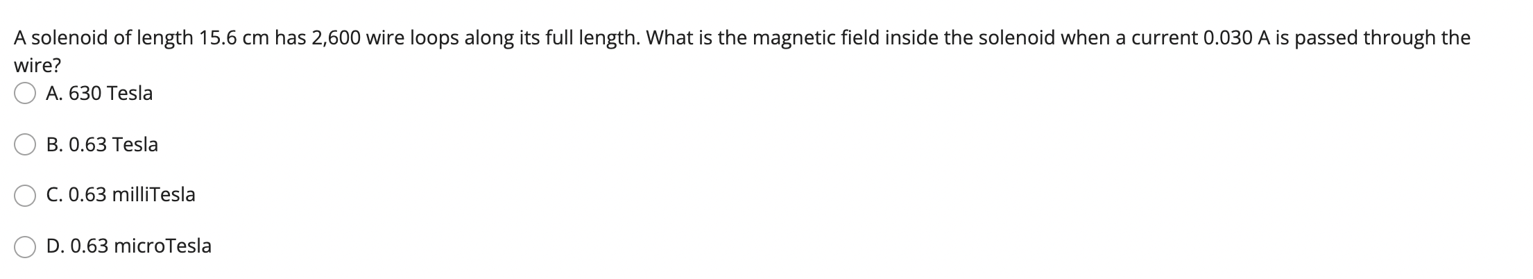 Solved A solenoid of length 15.6 cm has 2,600 wire loops | Chegg.com