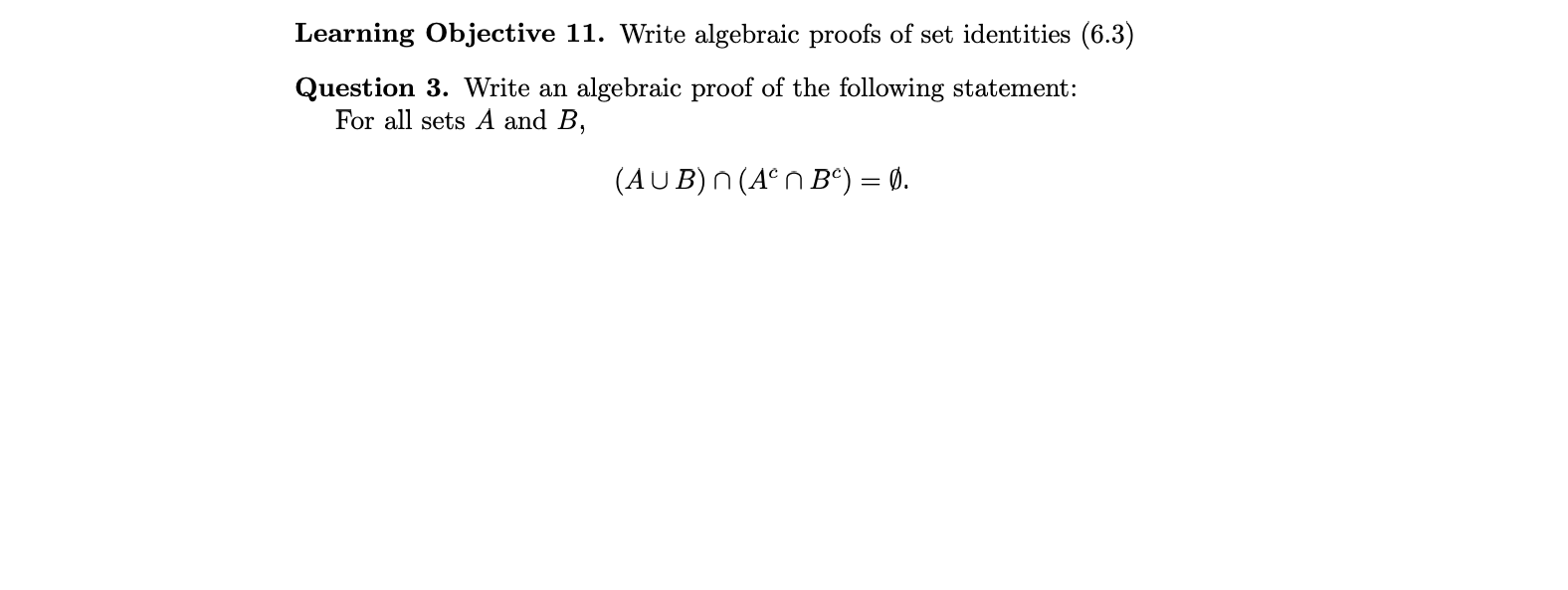 Learning Objective 11. Write algebraic proofs of set | Chegg.com