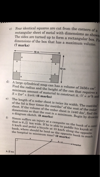 Solved Four identical squares are cut from the corners of a | Chegg.com