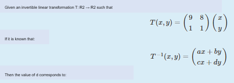 Solved Given an invertible linear transformation T: R2 R2 | Chegg.com