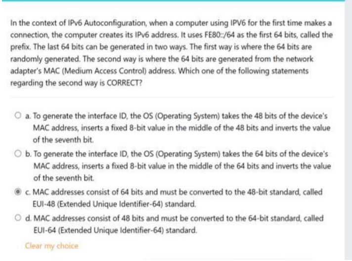 Solved In the context of IPv6 ﻿Autoconfiguration, when a | Chegg.com