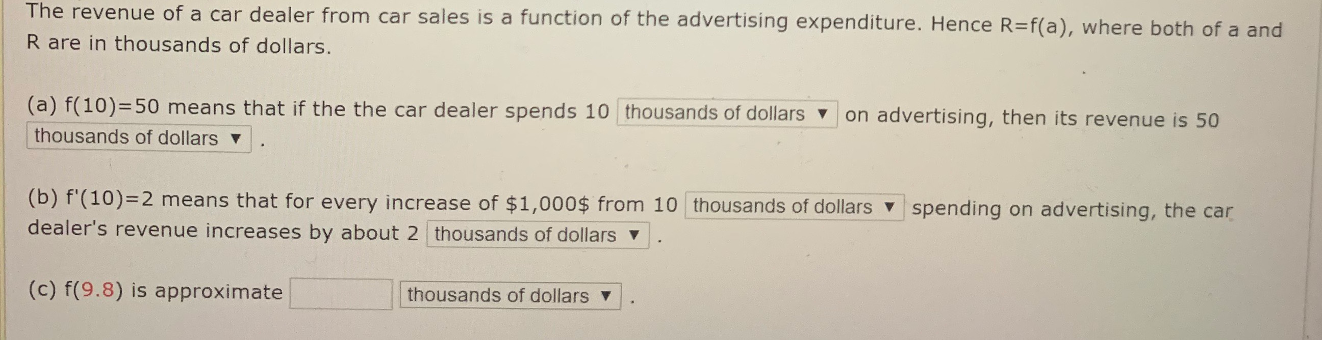 Solved The revenue of a car dealer from car sales is a | Chegg.com