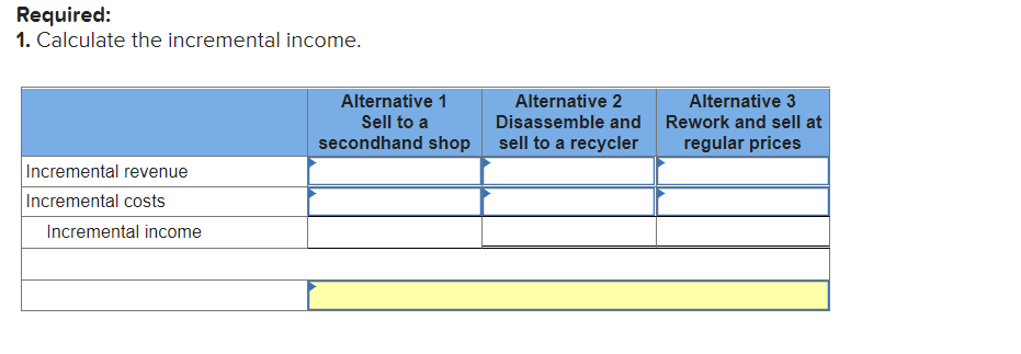 Solved Required: 1. Calculate the incremental income. | Chegg.com