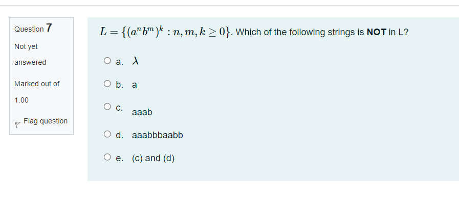Solved L={(anbm)k:n,m,k≥0}. Which of the following strings | Chegg.com