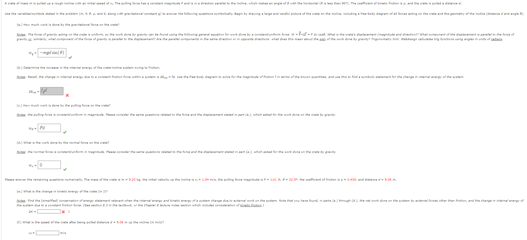 Solved (a.) How much work is done by the gravitational force | Chegg.com