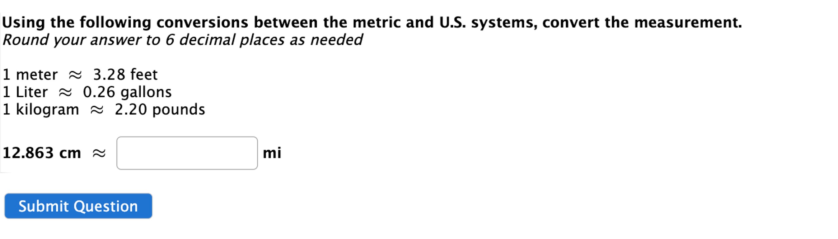 Solved Using the following conversions between the metric | Chegg.com